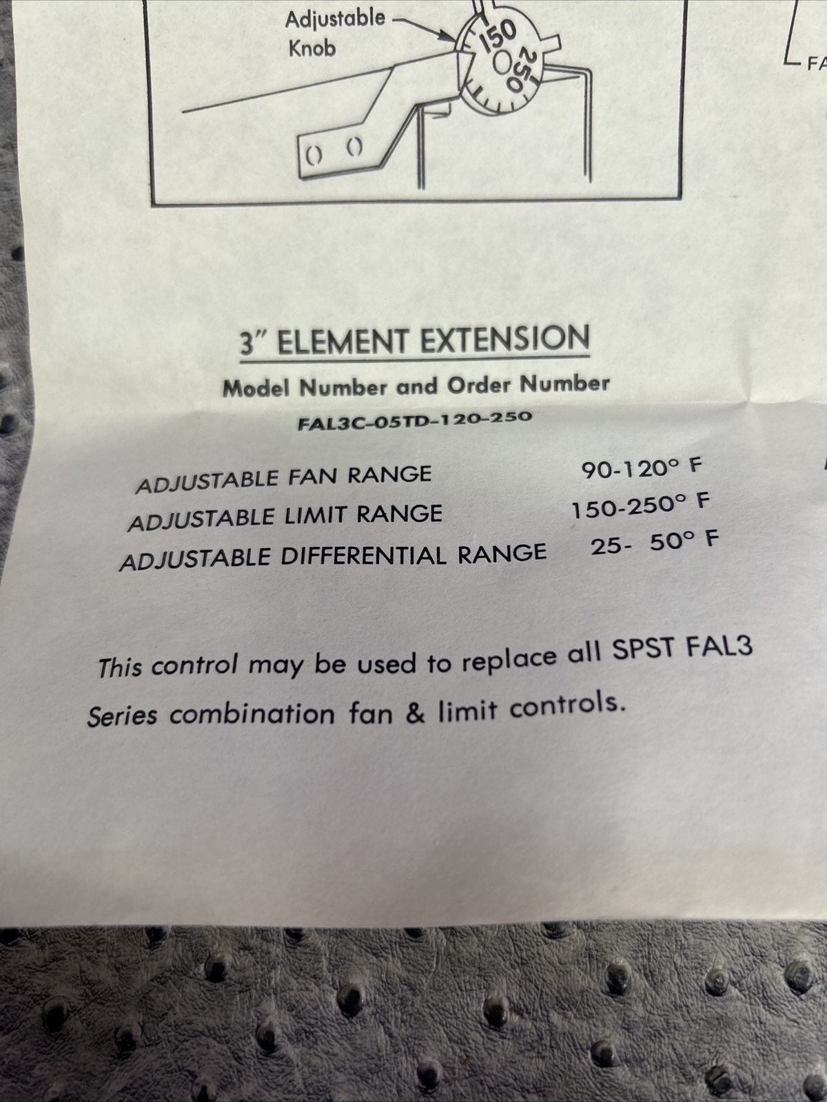 Cam-stat Combination Fan & Limit Control Fal3c-05td-120-a Fal3c05td130a ...