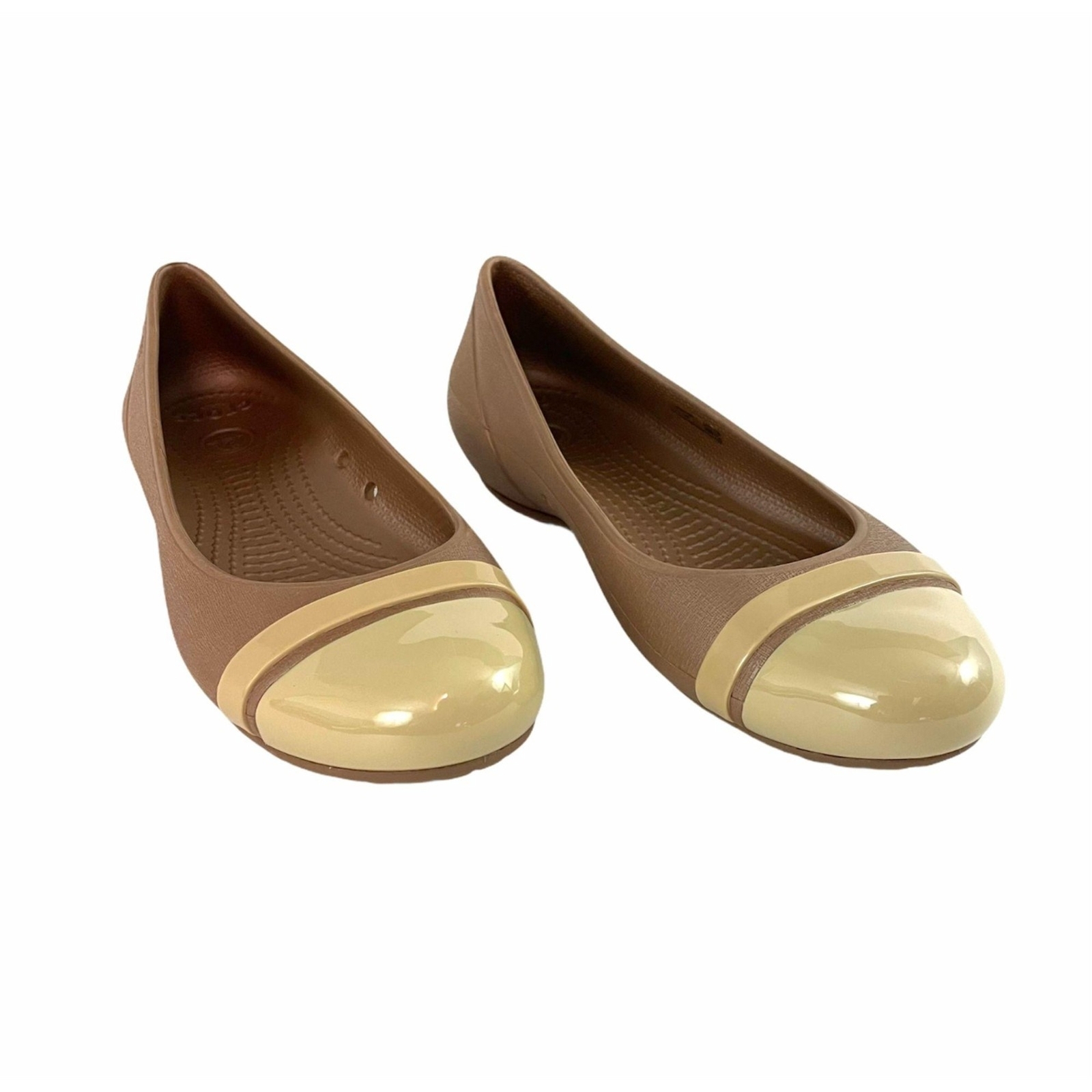 Women's Crocs Bronze/Beige Cap Toe Ballet Flats - Siz… - Gem