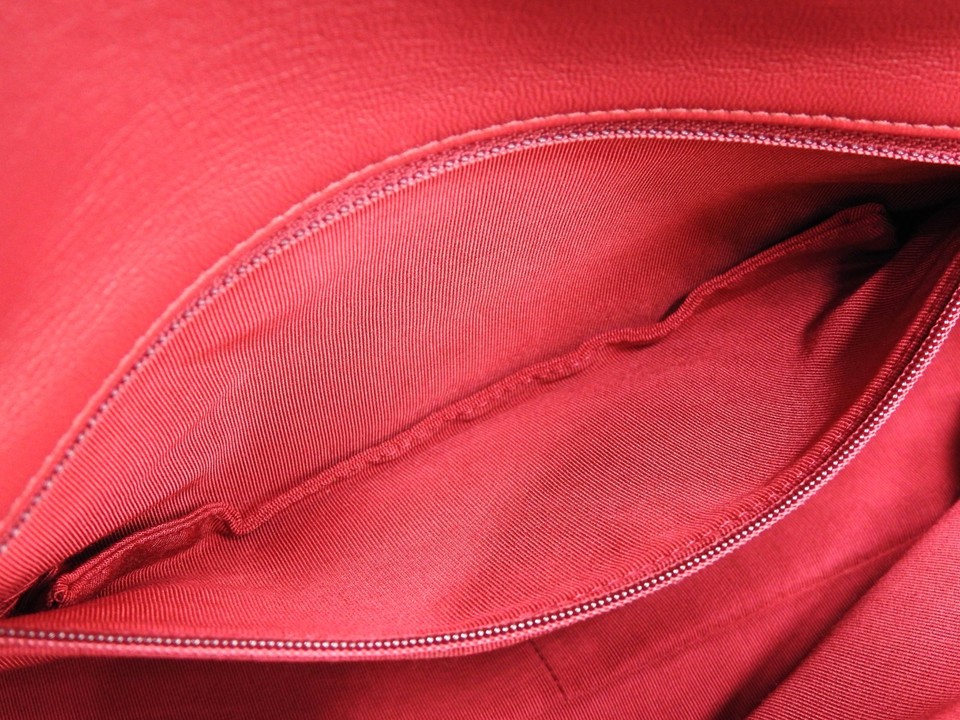 Auth CHANEL 19 Large Flap Chain Shoulder Bag Lambskin Leather Red ...