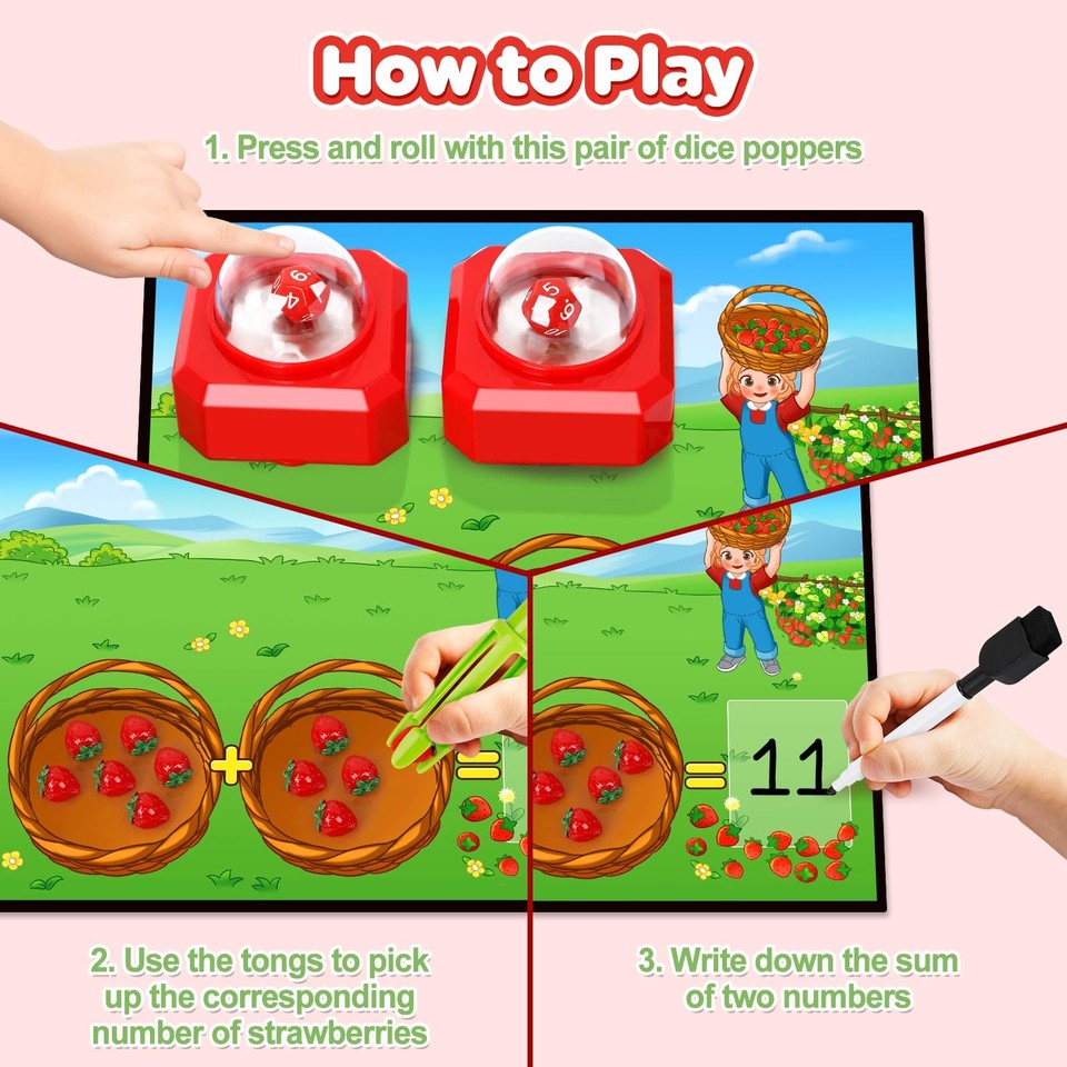 Math Board Games for Kids with Dice Poppers, Math Manipulatives ...