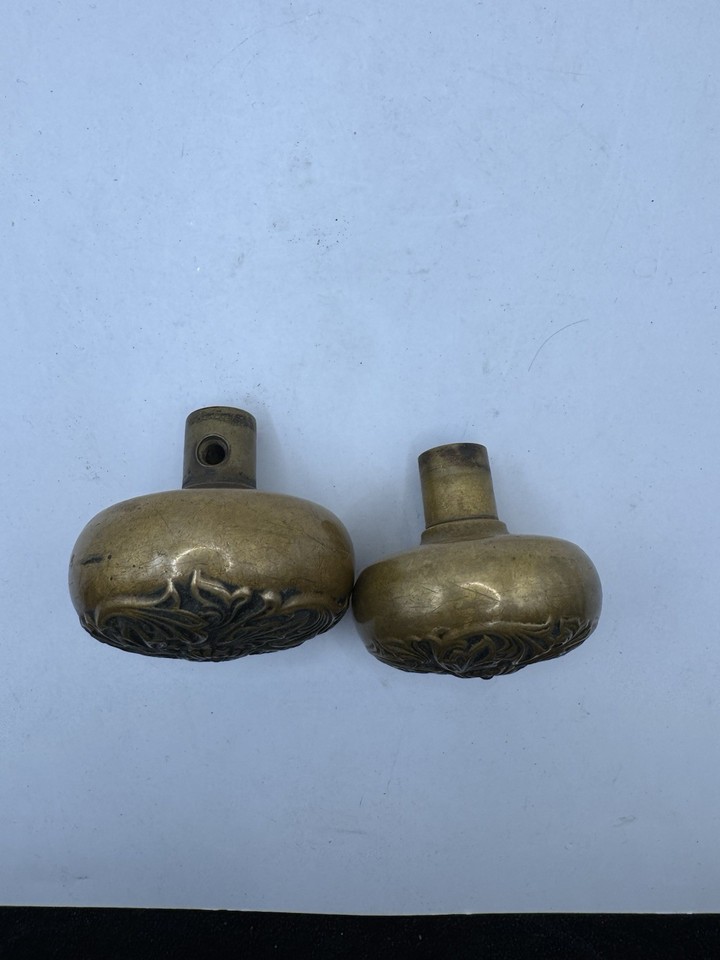 2 High Quality Antique Cast Brass Geometric Door Knobs | eBay