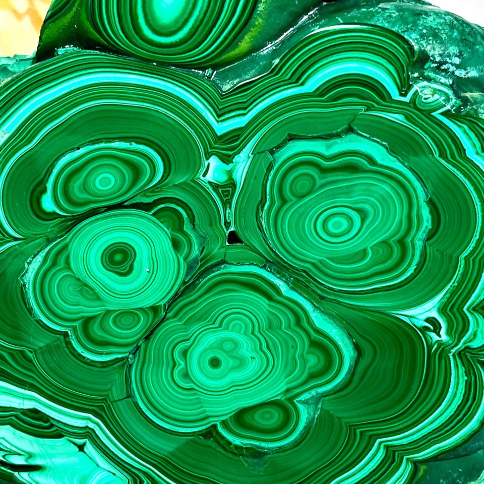 10.58LB Natural green malachite crystal block polished quartz pattern ...