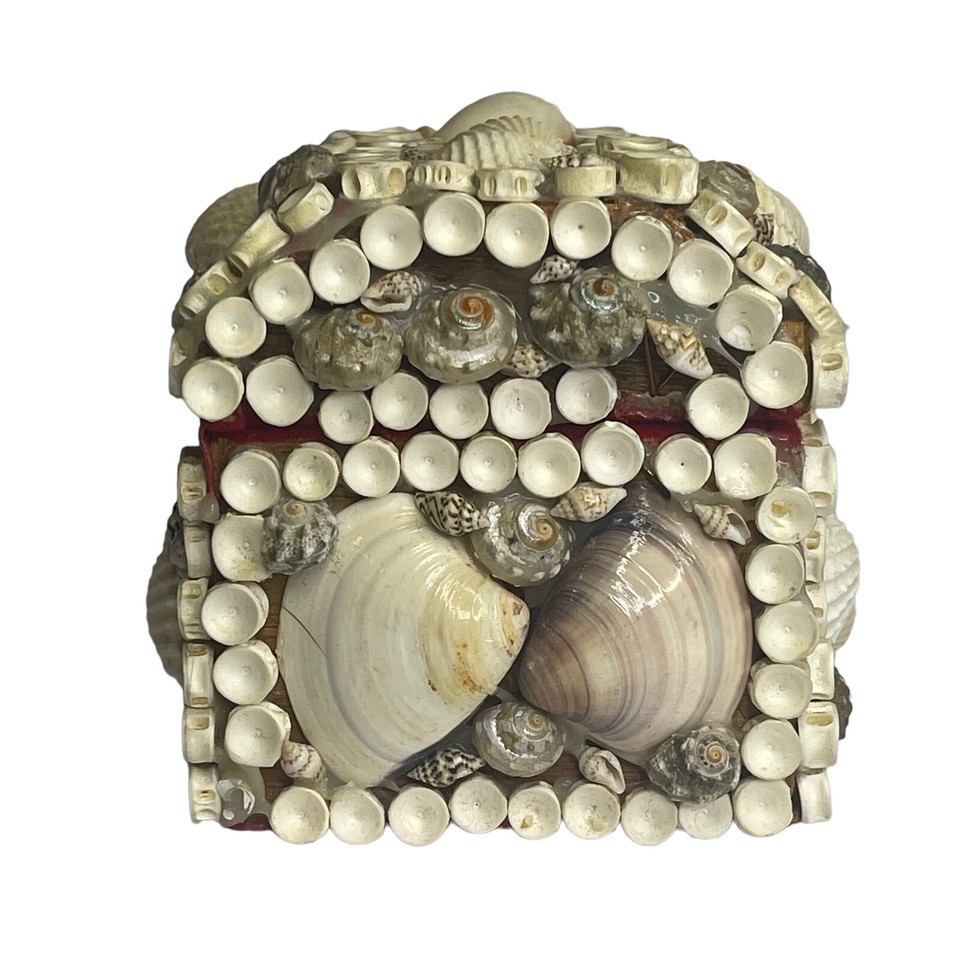 Vintage Seashell Shell Trinket Jewelry Box Treasure Chest Sailors Boho ...