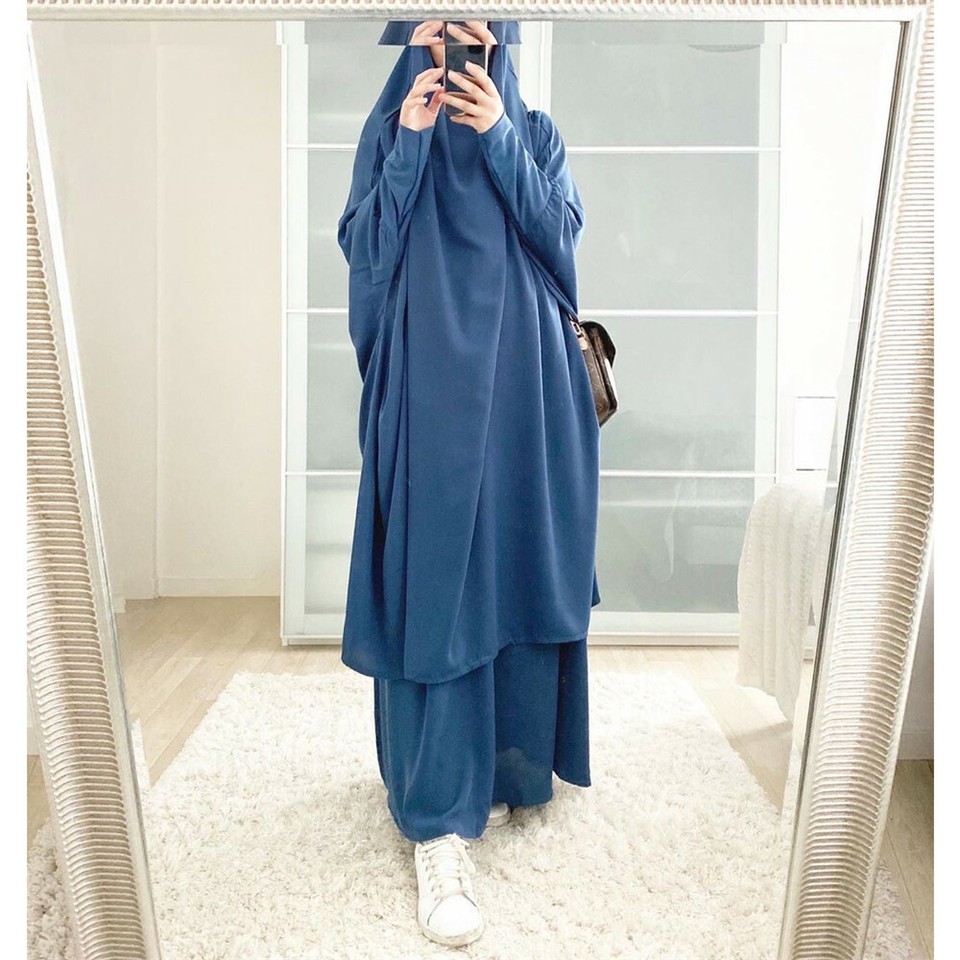 Ramadan Muslim Women Prayer Dress Khimar Caftan Skirt Set Abaya Kaftan ...
