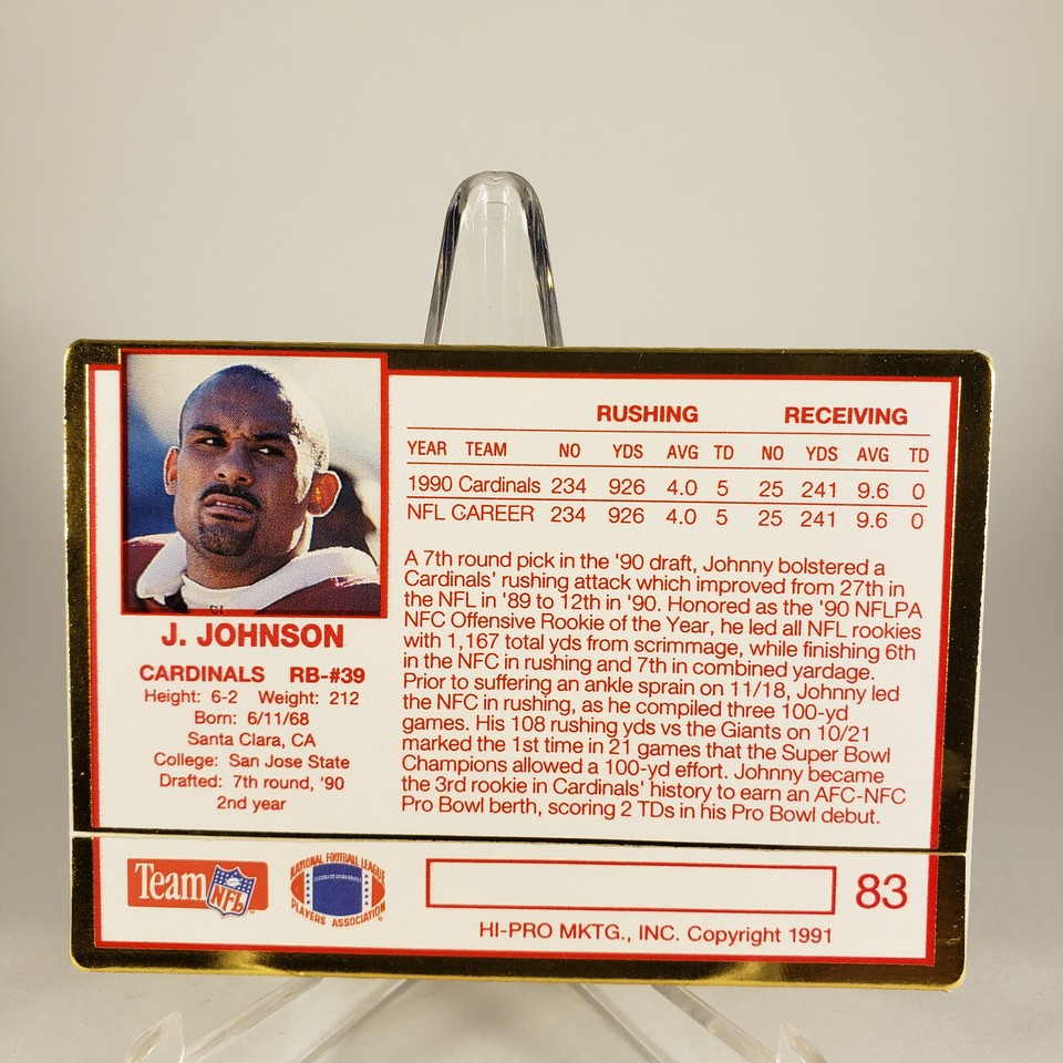 Johnny Johnson Action Packed 1991 83 Phoenix Cardinals | eBay