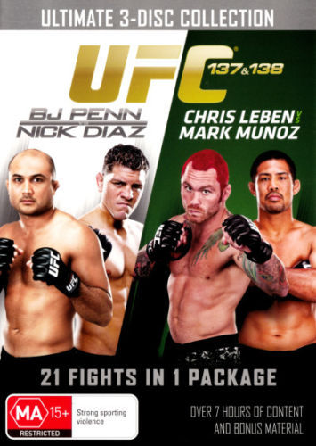 UFC: 137/138 Penn vs Diaz / Leben vs Munoz (DVD, 3-Disc Set, 2012 ...