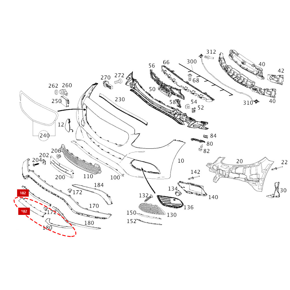 Front Bumper Lip Cover Trim For 2015-18 Mercedes-Benz C Class W205 ...