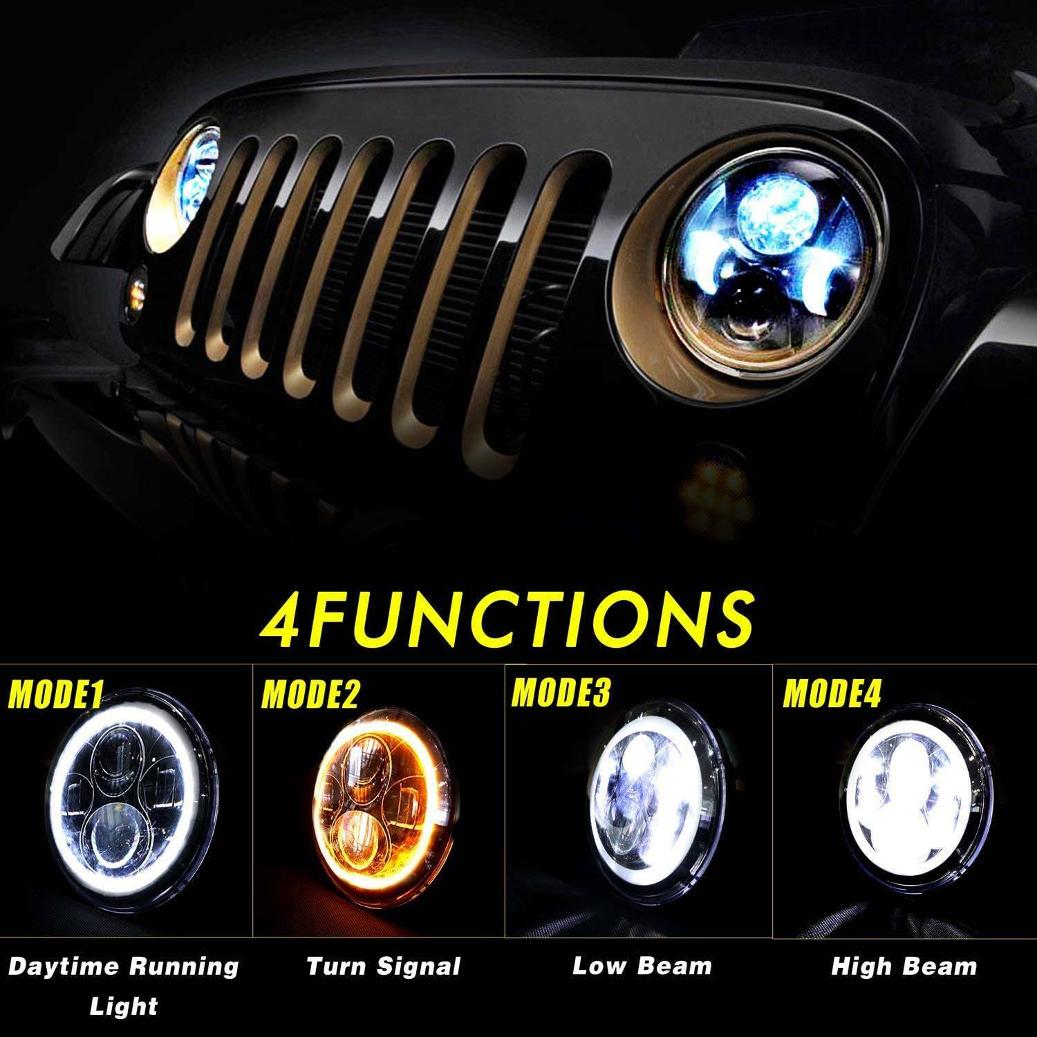Pair 7" LED Headlights For Hummer Humvee m998 LMTV BMY M1045 M1078 M925 ...