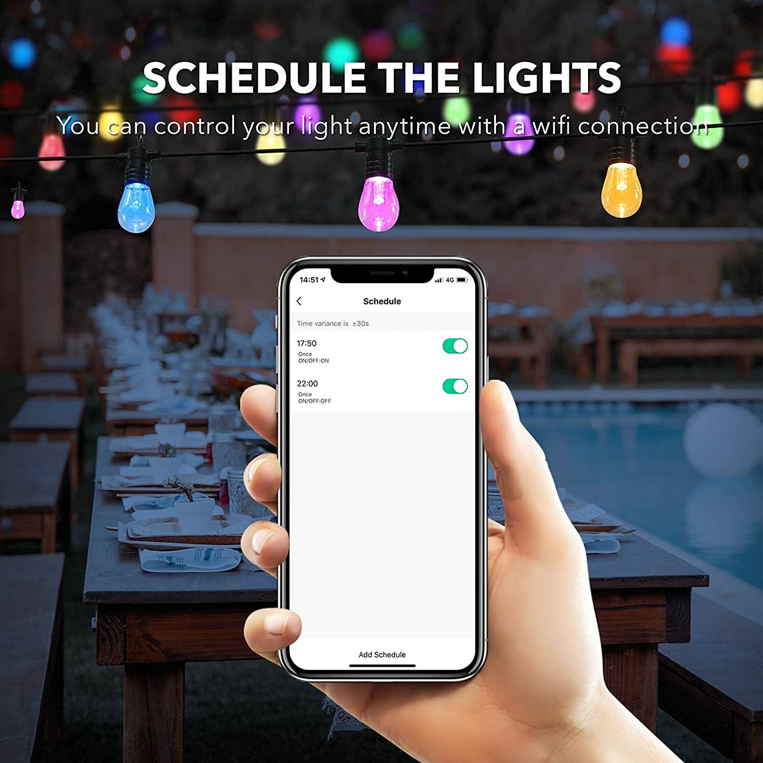 Smart Outdoor Patio Light RGBW Color & White LED Lights Smart String ...