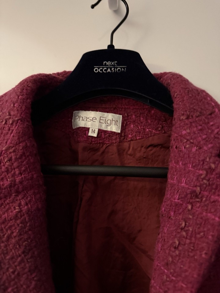Phase Eight Pink Tweed Wool Cropped Blazer Size 14 | eBay UK