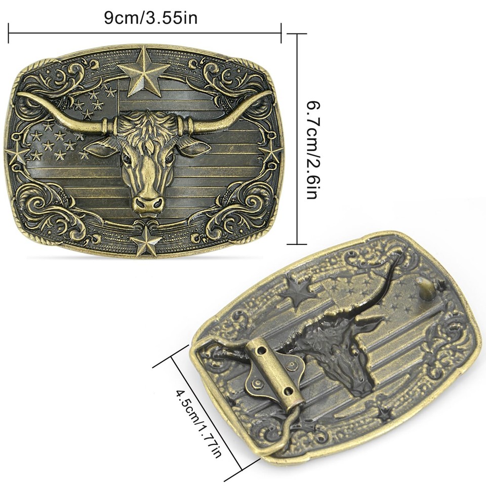 Mens Belt Buckle Western Cowboy - Texas Bull Western Belt Buckle for ...