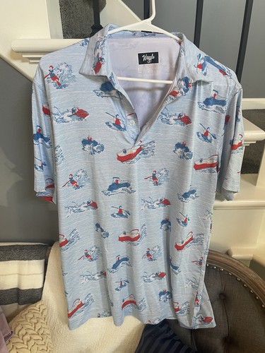 Waggle Men's Golf Polo Shirt, Pontoon Boats, Patriotic Red, White ...