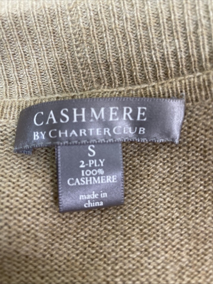 Cashmere by Charter Club 2 Ply Beige Cardigan Opn Front Ruffle Sweater ...