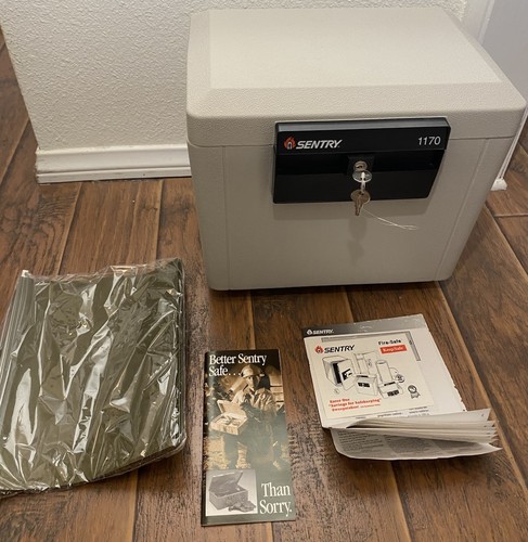 NOS Sentry Safe Fire Proof Color Tan Model 1170 Lockbox Security Box ...