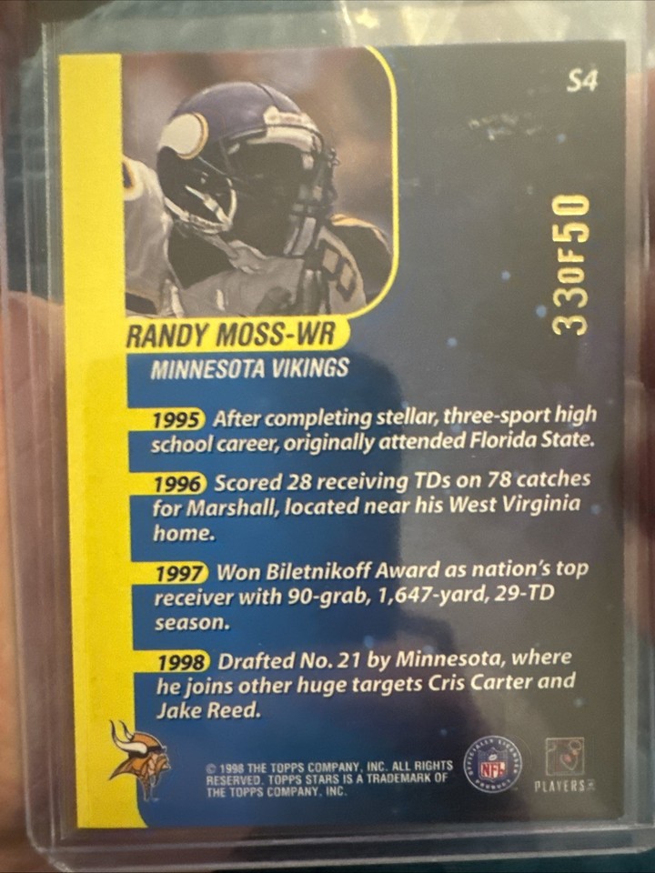 1998 Topps Stars - Gold Supernova #54 Randy Moss 33/50 RC NM | eBay