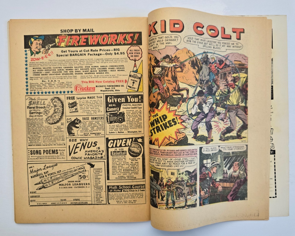 KID COLT OUTLAW #10 F- 5.5 TIMELY COMICS 1950 WHIP/TORTURE PANEL ...