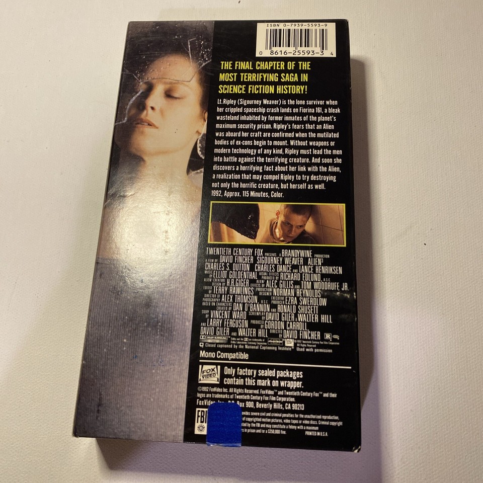 Alien 3 VHS 1992 Sigourney Weaver 86162559334| eBay