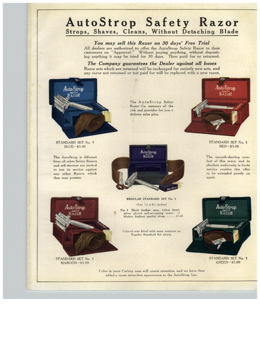 1918 PAPER AD 2 Sided COLOR AutoStrop Auto Strop Safety Razor Kits | eBay