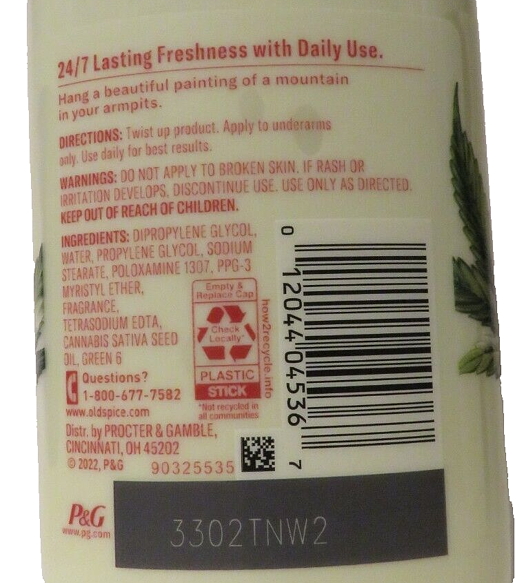 Old Spice Antiperspirant Deodorant, Alpine with Hemp Seed Oil 3.0 oz | eBay