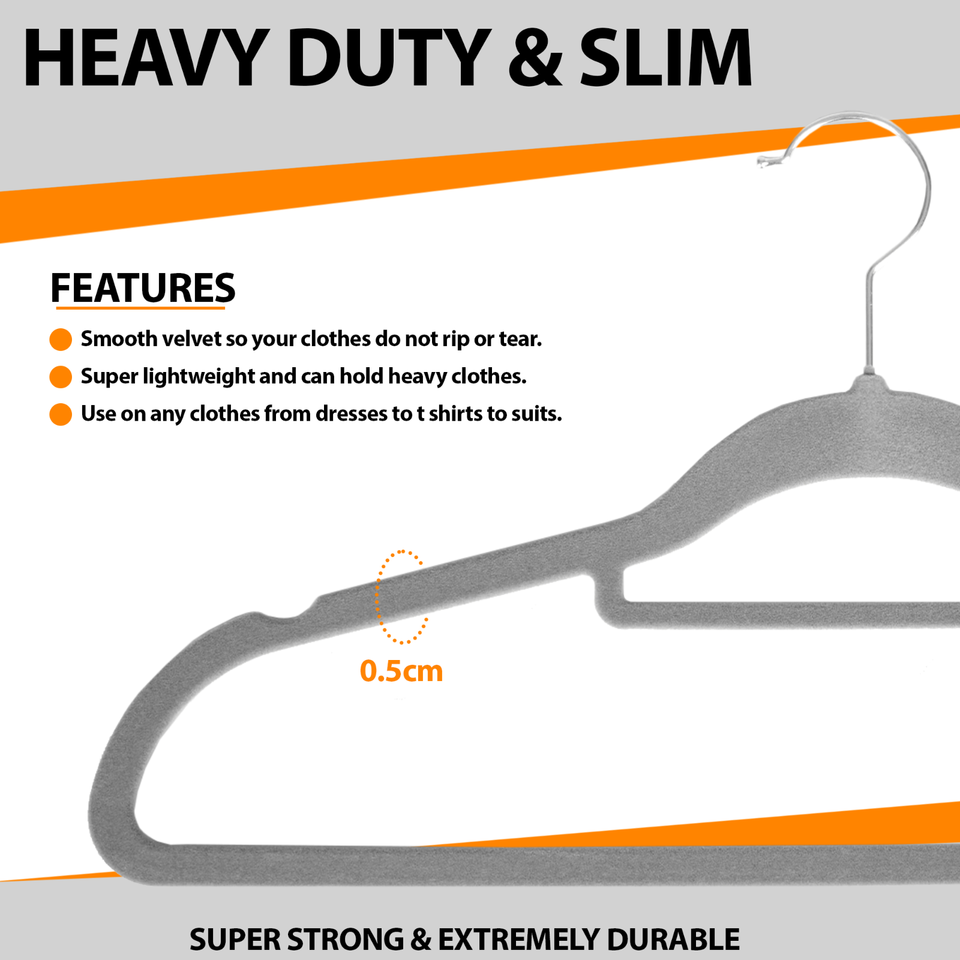 COAT CLOTHES CLOTHING HANGERS VELVET VELOUR NON SLIP FLOCKED TROUSER ...