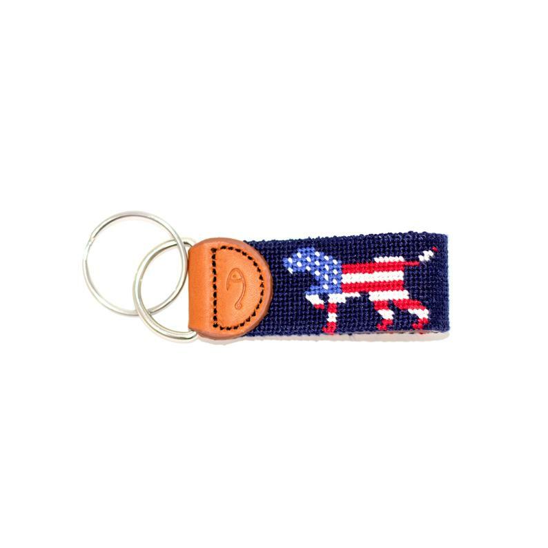 Patriotic Dog Needlepoint Key Fob or Key Chain by Huck Venture - Hand ...