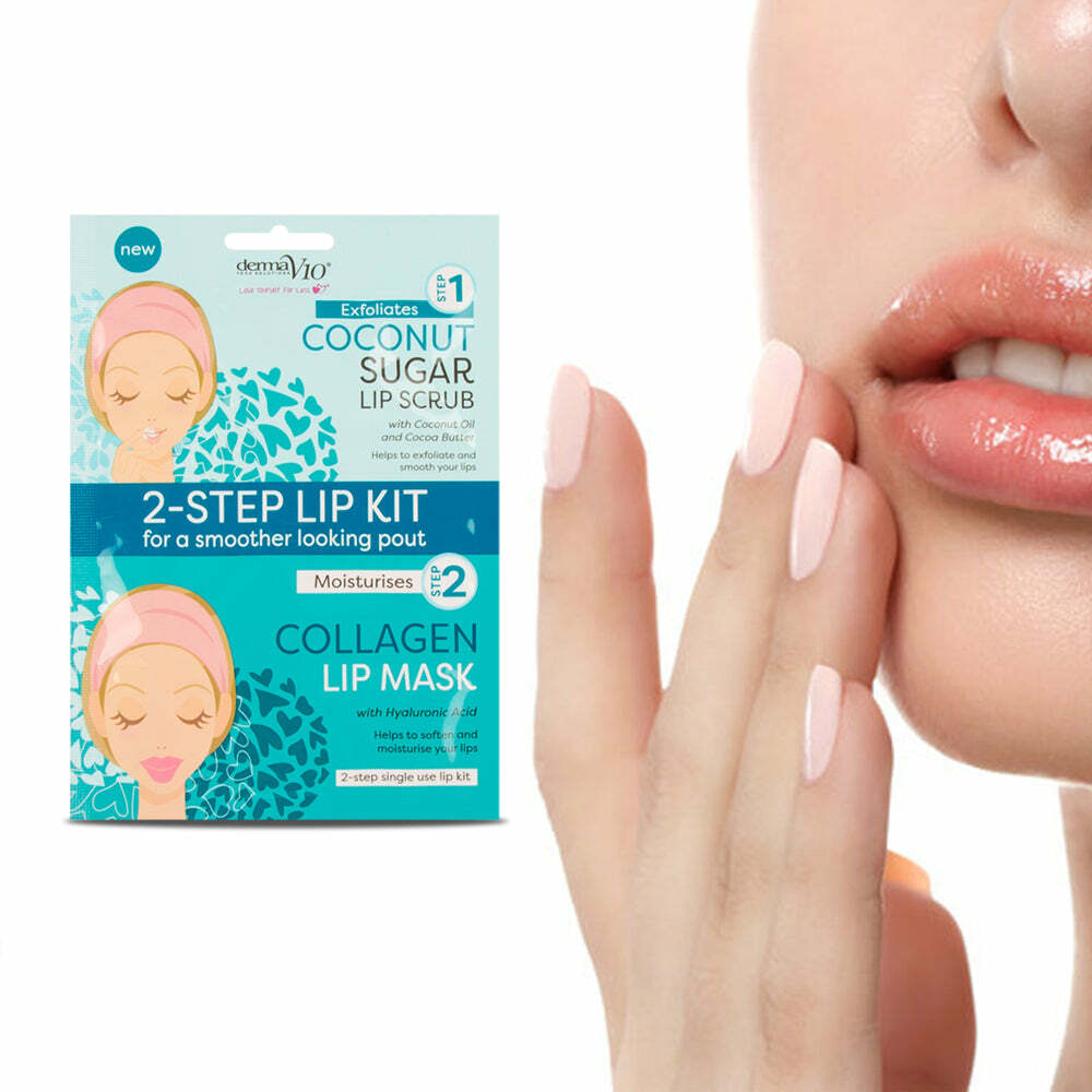 DERMA V10 2 Step Lip Kit Coconut Smoother Looking Pout and Scrub ...