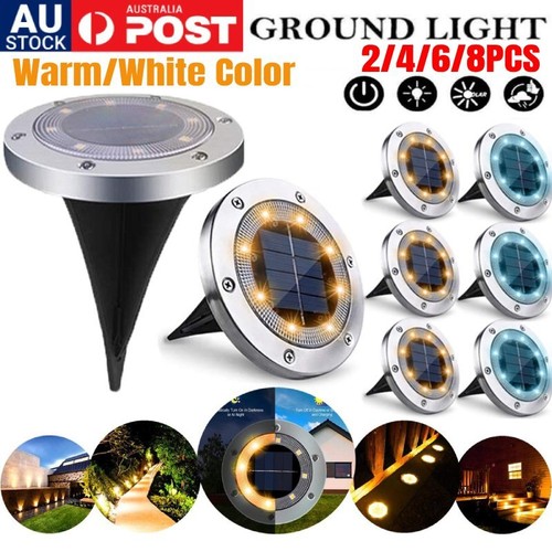 LED Solar Power Ground Lights Floor Decking Outdoor Garden Lawn Path ...