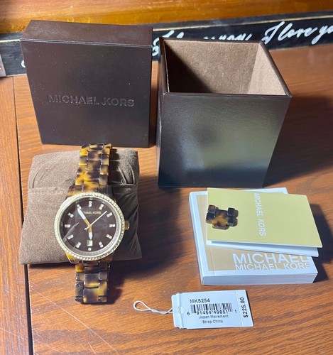 Michael Kors MK-5254 Gold Tone Brown Tortoise Shell Ladies Watch ...