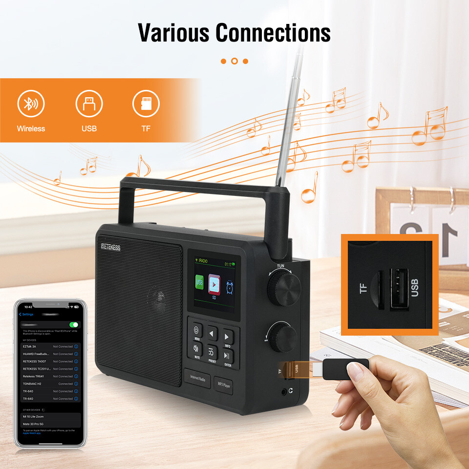 TR640 Internet Radio WiFi Bluetooth Connection Sleep Timer/Alarm For ...