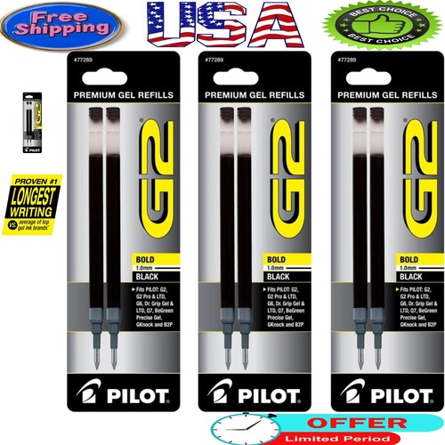 Convenient Pilot G2 Gel Ink Refills - 2-Pack of Bold Black Ink (6 Total ...