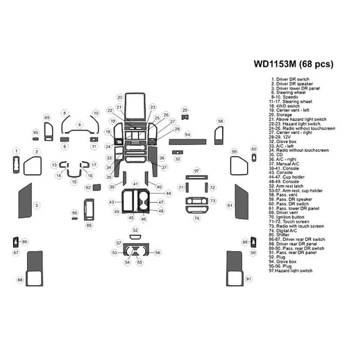 For Ford F-150 2015-2020 B&I WD1153M-SWHITE 2D Solid White Large Dash ...