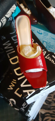 Wild Diva Lounge Women's Red Patent Leather mules SLIDES SLIP ON ...