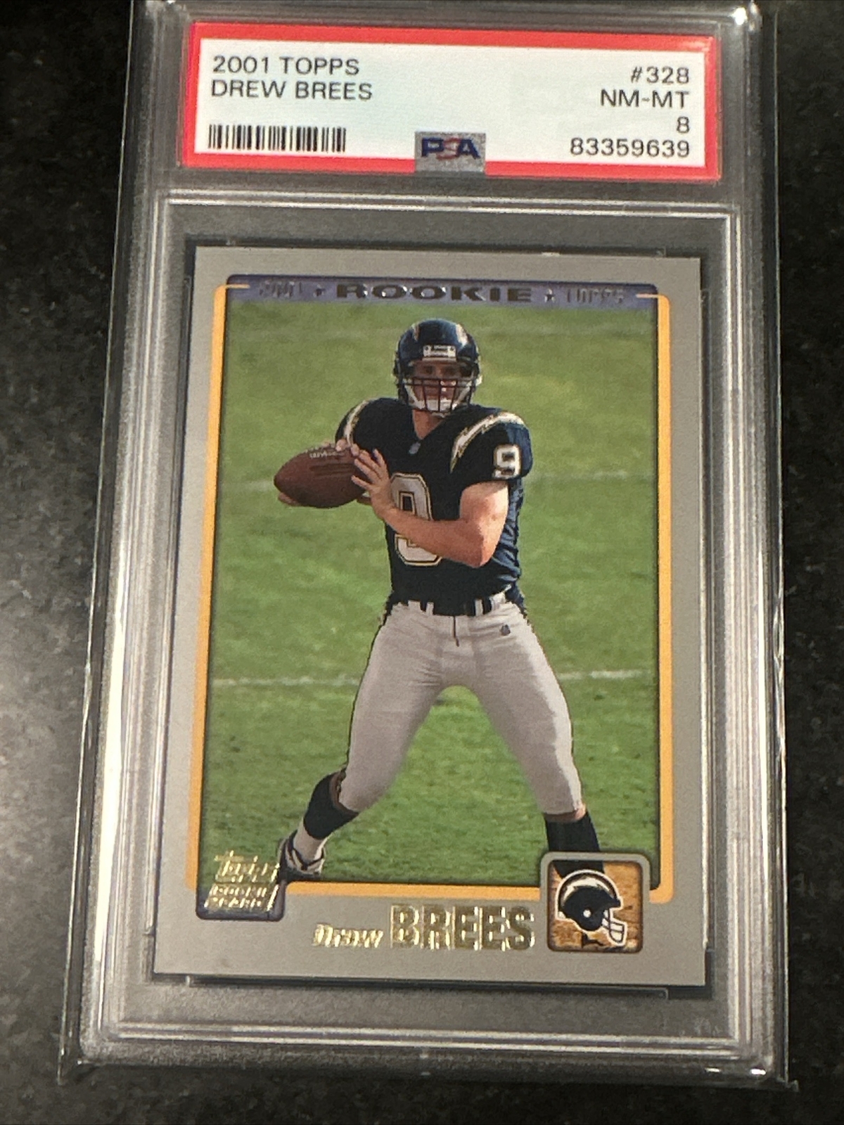 2001 Topps #328 Drew Brees Rookie Card RC PSA 8 NM-MT Chargers Saints ...
