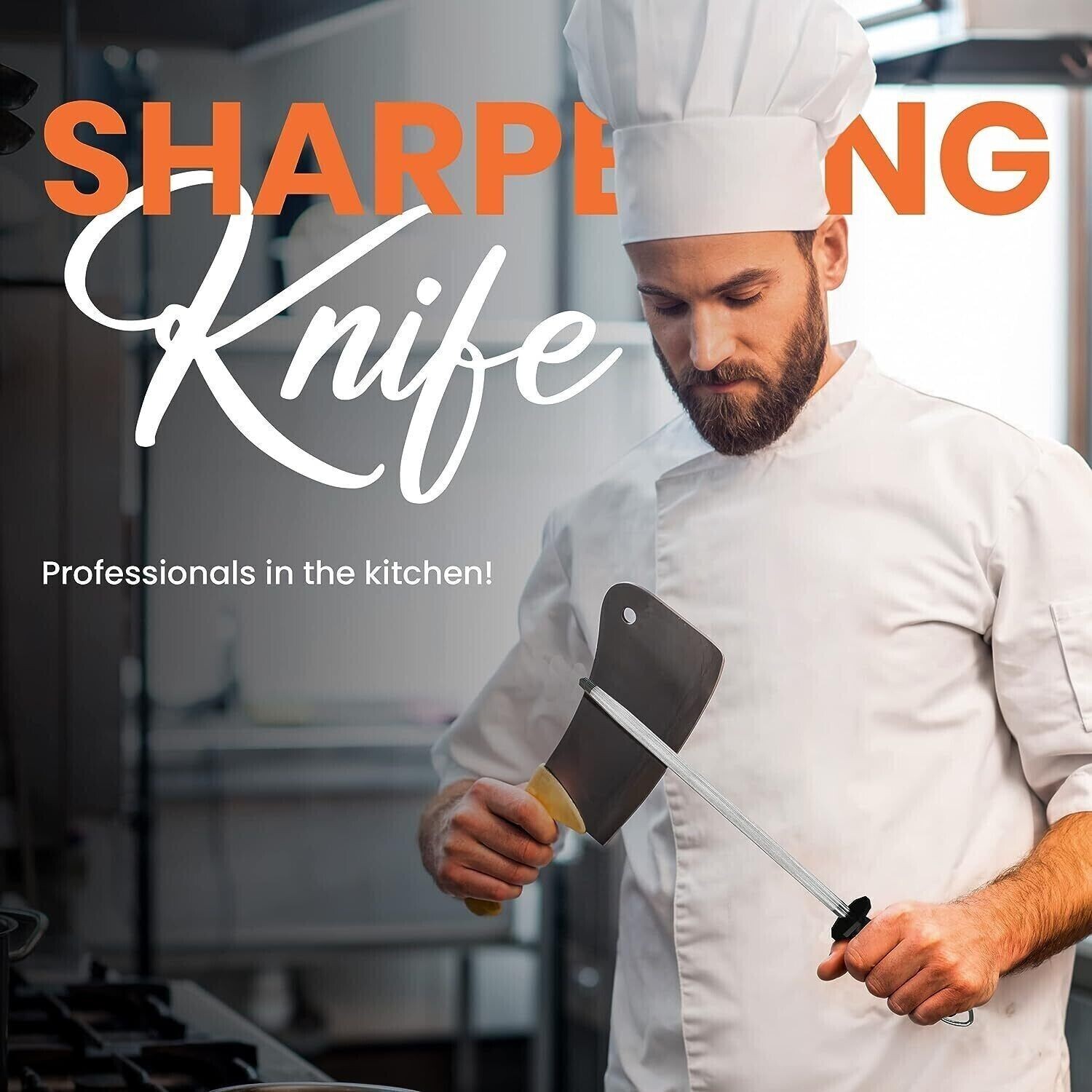 12" Knife Sharpener With Stainless Steel Rod And Slip-resistant Handle ...