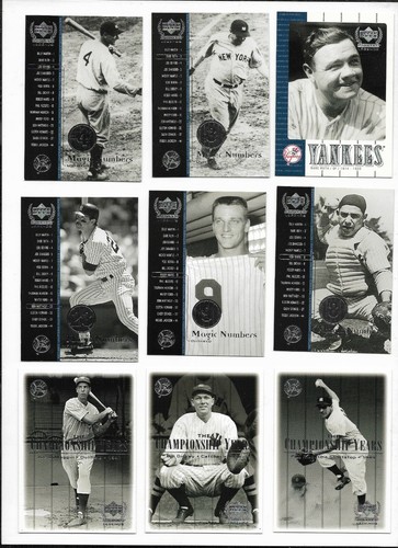 UPPER DECK YANKEES LEGENDS CARD LOT BABE RUTH LOU GEHRIG ROGER MARIS ...