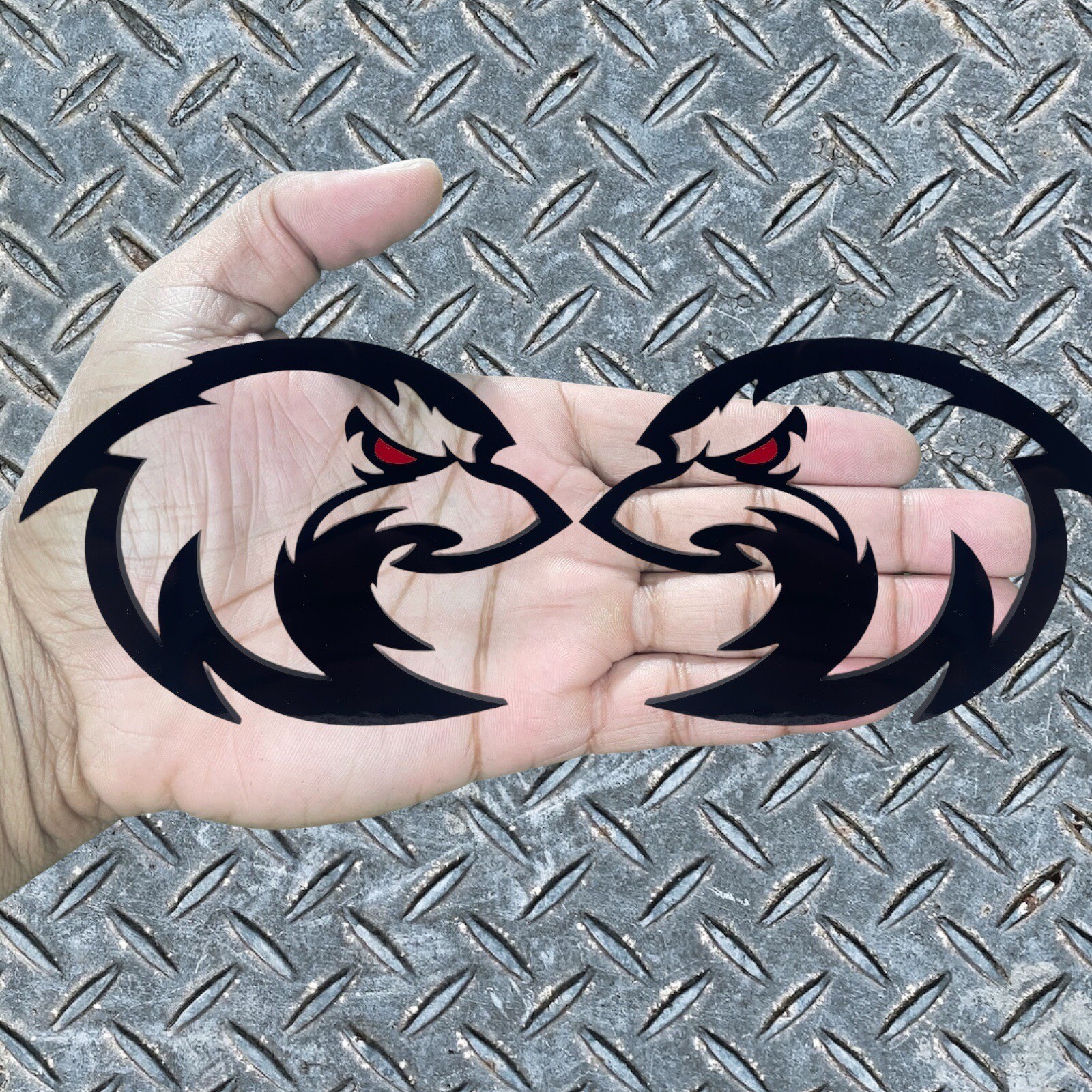 Eagle Red Eye Emblem Badge Set Of 2 Glossy Black New American Eagle ...