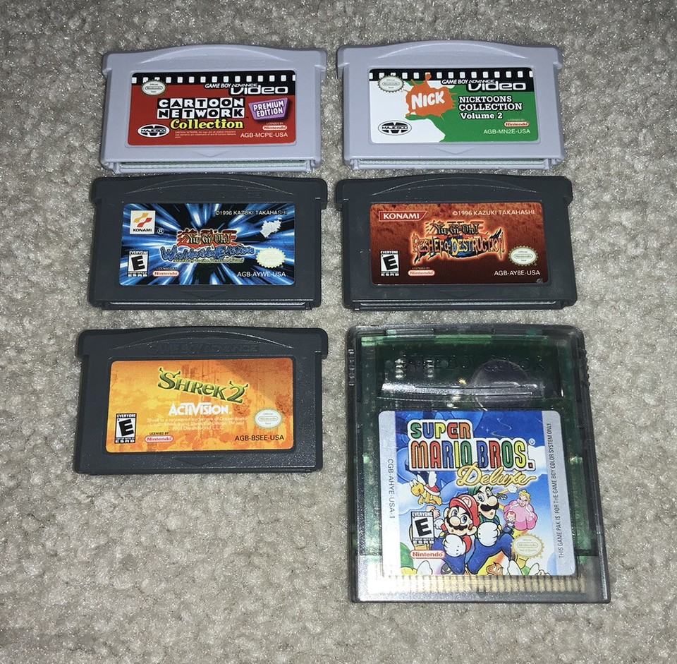 Nintendo Gameboy Advance SP Shrek Lime Green & Orange IN BOX + 6 Games ...