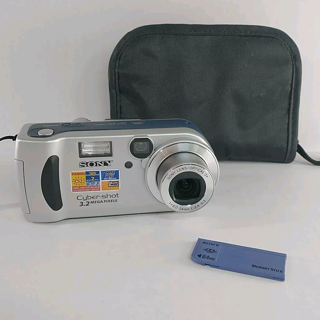 Sony Cyber-shot DSC-P71 3.2 MP Compact Digital Camera Silver + Memory ...