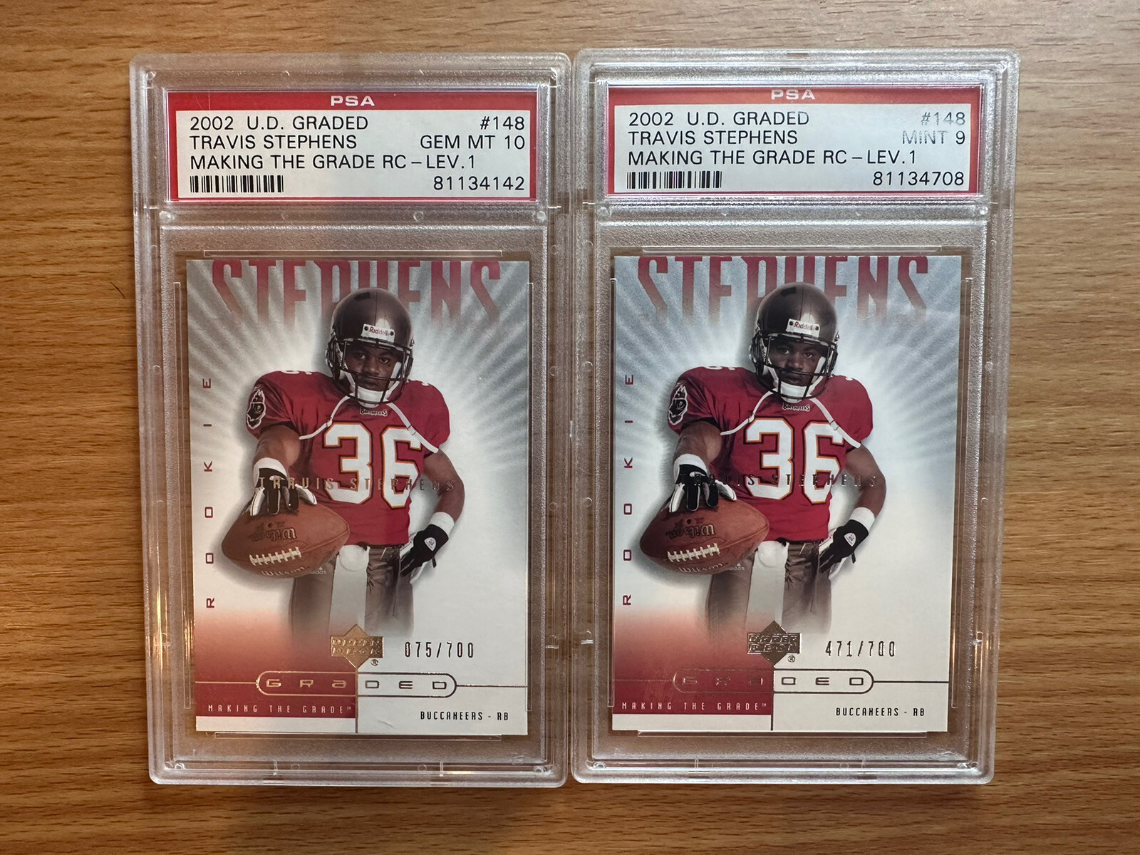 Travis Stephens 2002 Upper Deck UD Graded Rookie RC #148 PSA 9 & 10 Lot ...