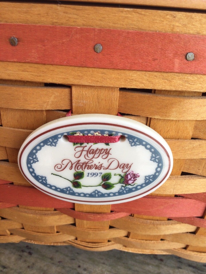 Vintage Longaberger Mothers Day Basket 1997 Wood Lid Picnic Basket 12 ...