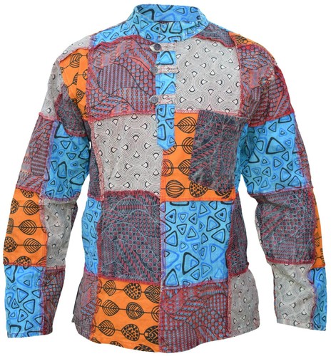 Retro Hippie Floral Cachemira Grueso Parche Abuelo Botón sin Cuello ...