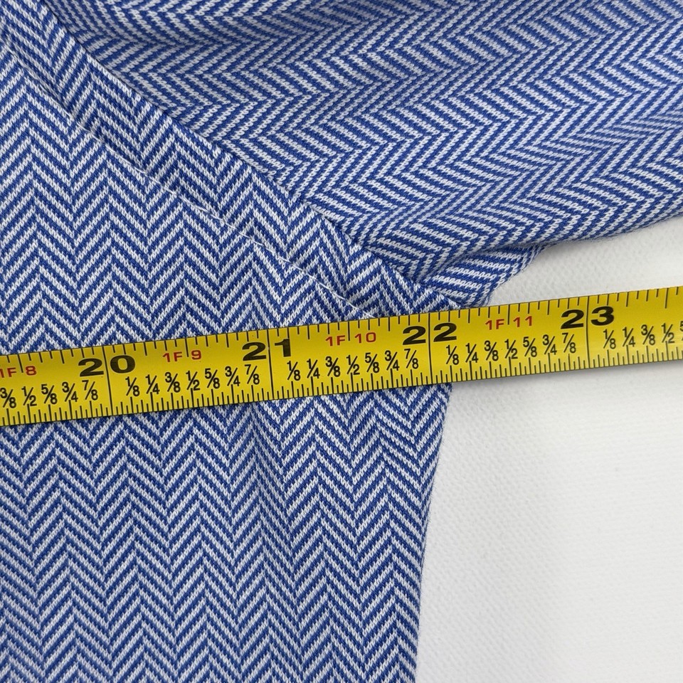 Polo Ralph Lauren Knit Dress Shirt sz L Men’s Blue Herringbone Cotton ...