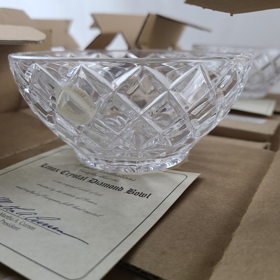 Lenox Crystal Diamond Glass Lot *NEW IN BOX* Authentic Certificates | eBay