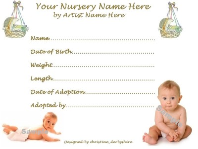 PERSONALISED BIRTH CERTIFICATE/CERTIFICATES 4 REBORN FAKE BABY approx 7 ...
