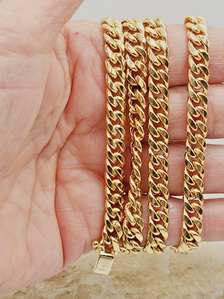 10KT Yellow Gold* Cuban Link Semi Solid Chain 24" x 6.3mm x 2.5mm Box ...