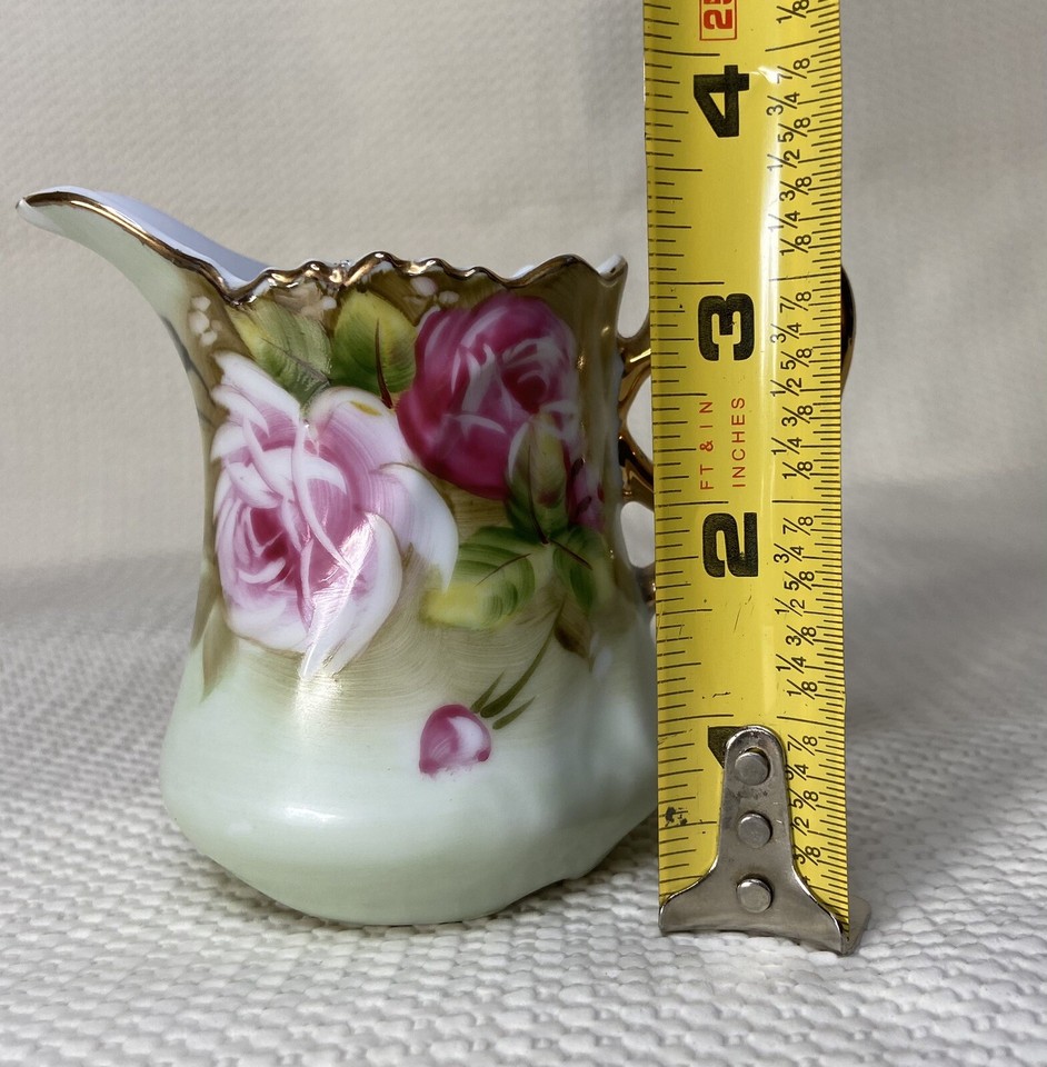 Vintage Lefton Rose Porcelain Hand Painted Pitcher Japan 3066 Gold ...