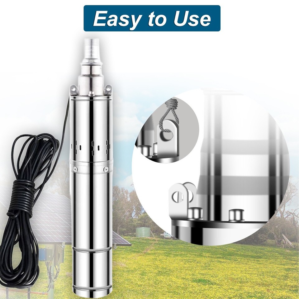 3" Solar Pump Submersible Pump Bore DC 48V 500W Deep Well Pump + MPPT ...