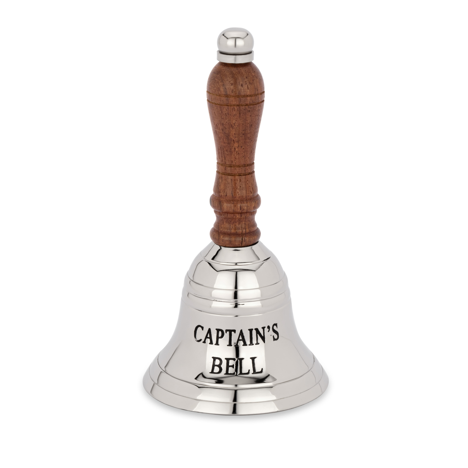 13cm table bell brass silver engraved CAPTAIN'S BELL hand bell service ...