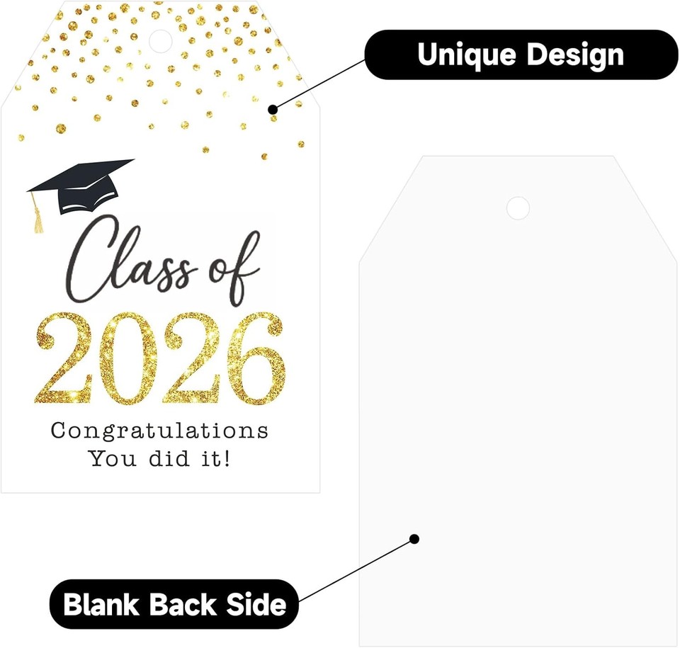 Graduation Tags 2026-50Pcs Happy Graduation Tags with String Congrats ...