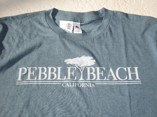 Pebble Beach Men’s Short Sleeve Slate Gray Logo T-Shirt L Graphic Logo ...